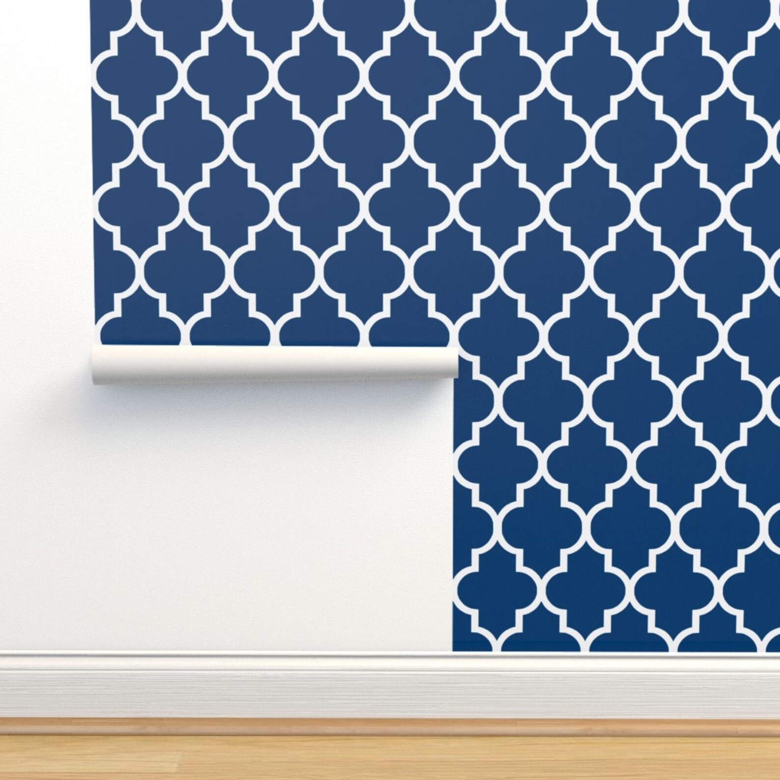 Blue Wallpaper White on Navy Blue by Willow Lane Textiles - Etsy