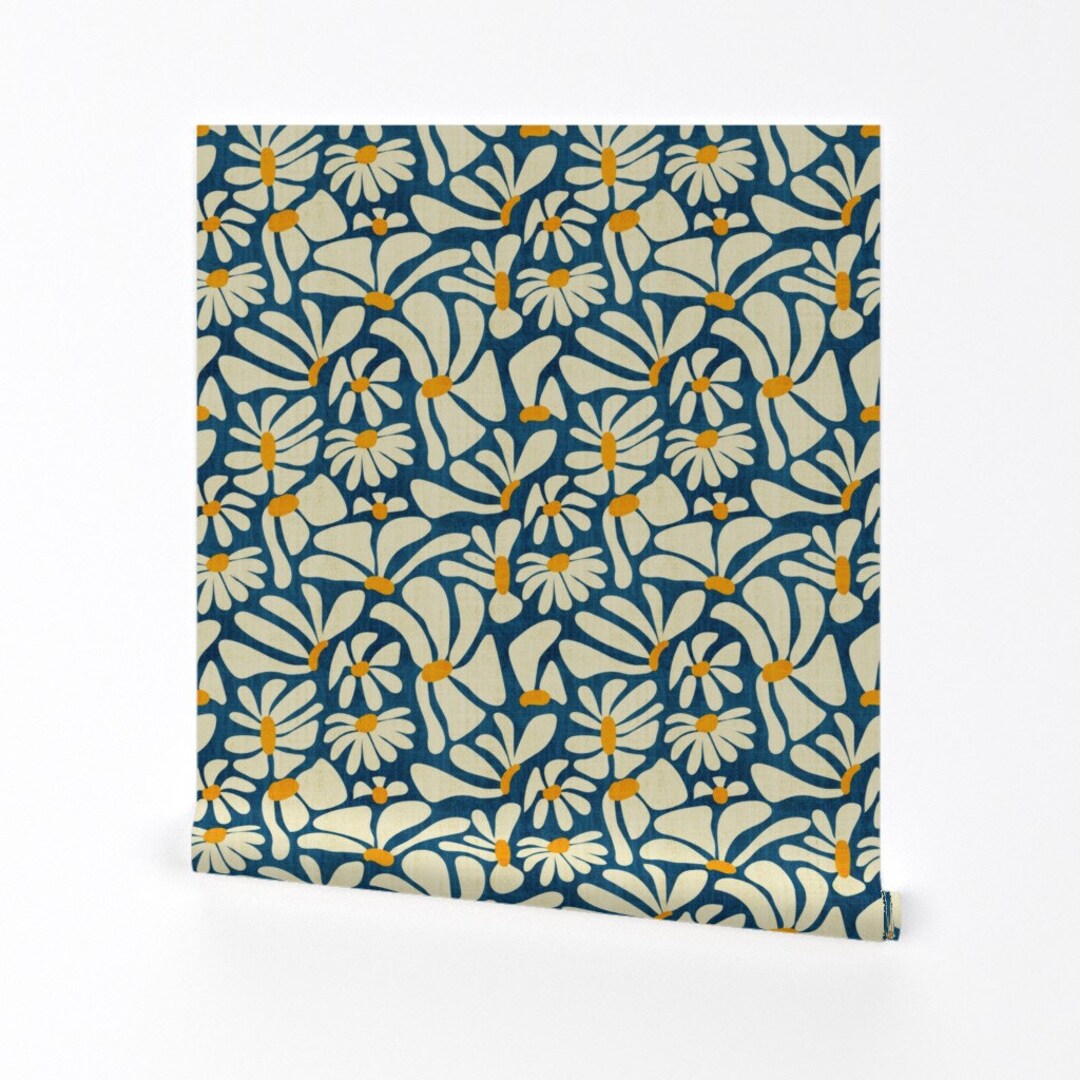 Retro Daisy Floral Wallpaper Whimsy Daisy Regular by Winkeltriple ...