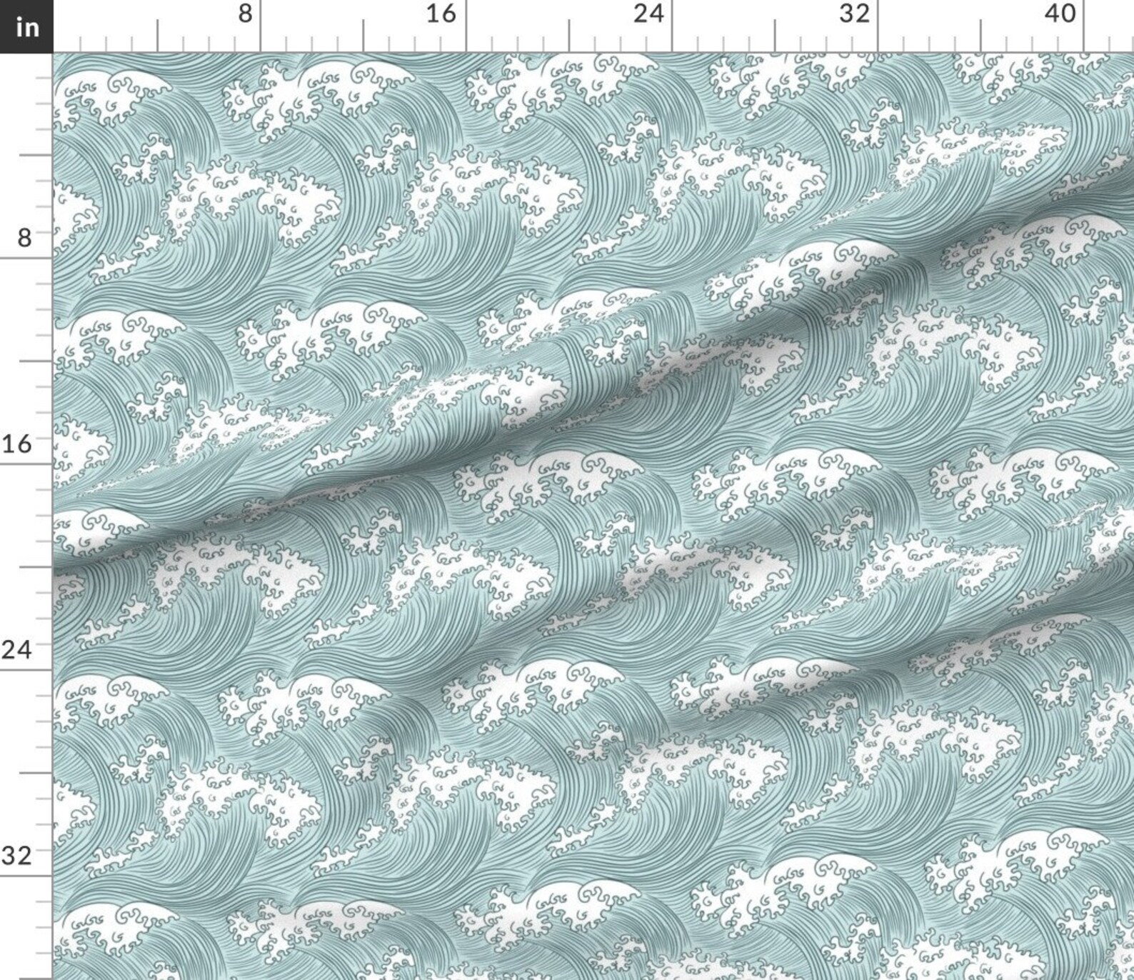 Blue Waves Ocean Nautical Fabric Japanese Waves by Sveta Aho - Etsy