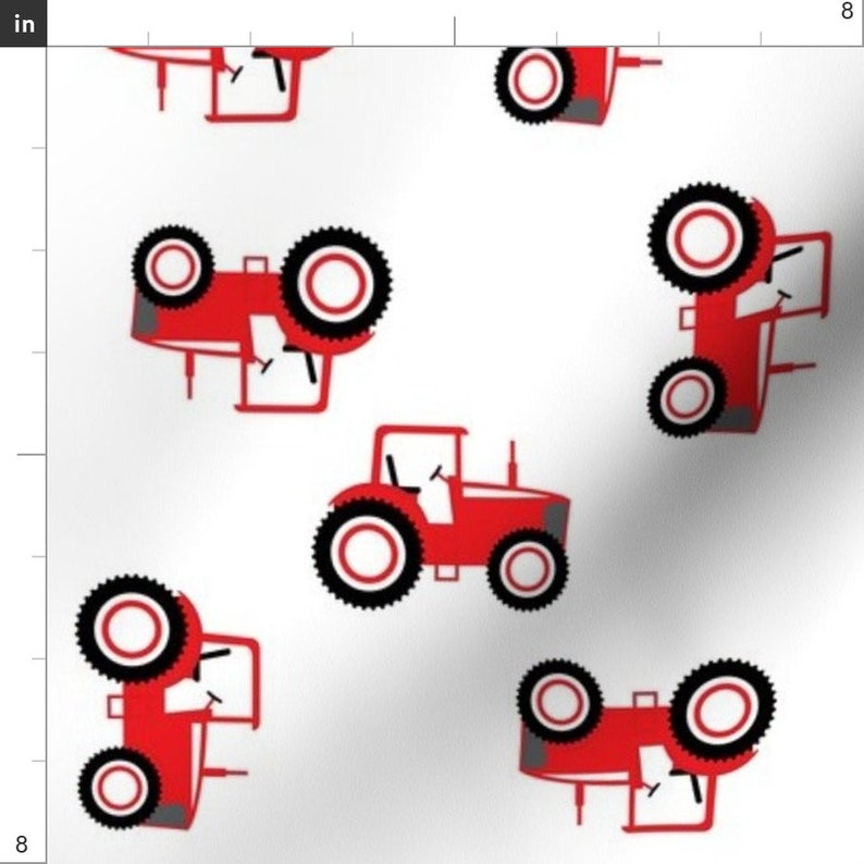 Red Tractors Fabric Tractor Toss on White Farm Equipment - Etsy