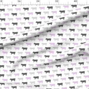 Purple Pig Fabric Multi Pigs Purple and Gray by Littlearrowdesign ...