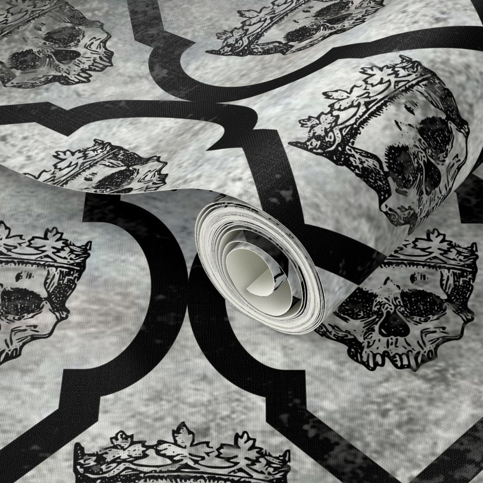 Skull Wallpaper Skull Fresco Gray by Thecalvarium Gray - Etsy
