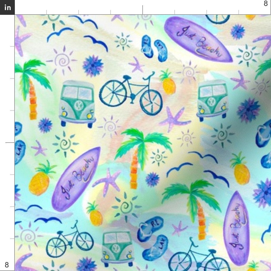 Beachy Fabric Just Beachy by Gingerlique Ocean Beach - Etsy