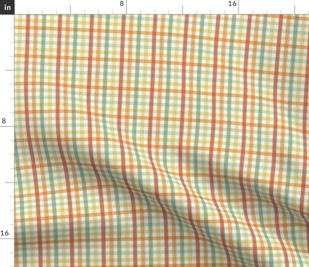 Plaid Fabric Fall Gingham Small by Devondesignco Orange Green Yellow ...