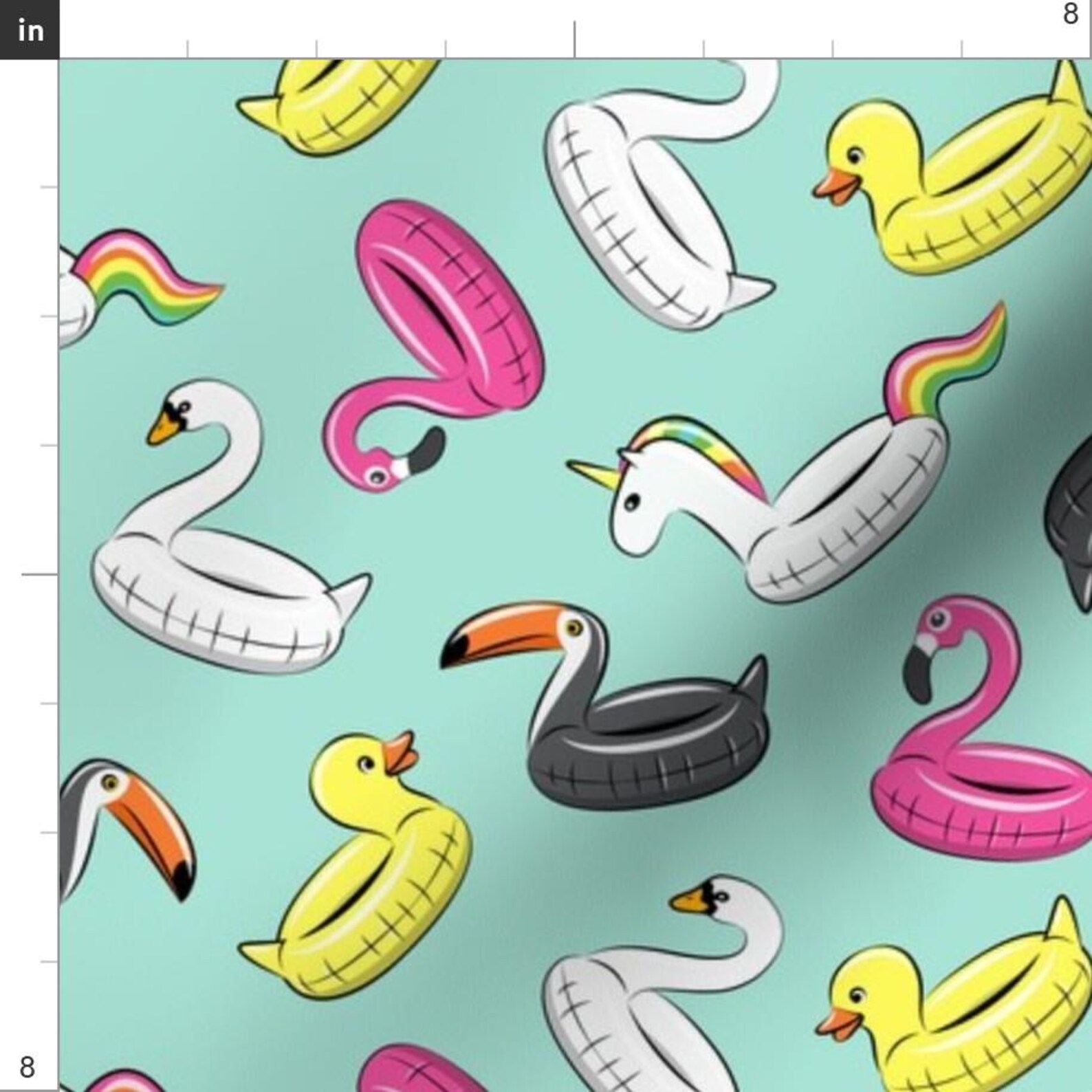 Pool Float Fabric - Pool Floats - All the Floats on Light Aqua by ...