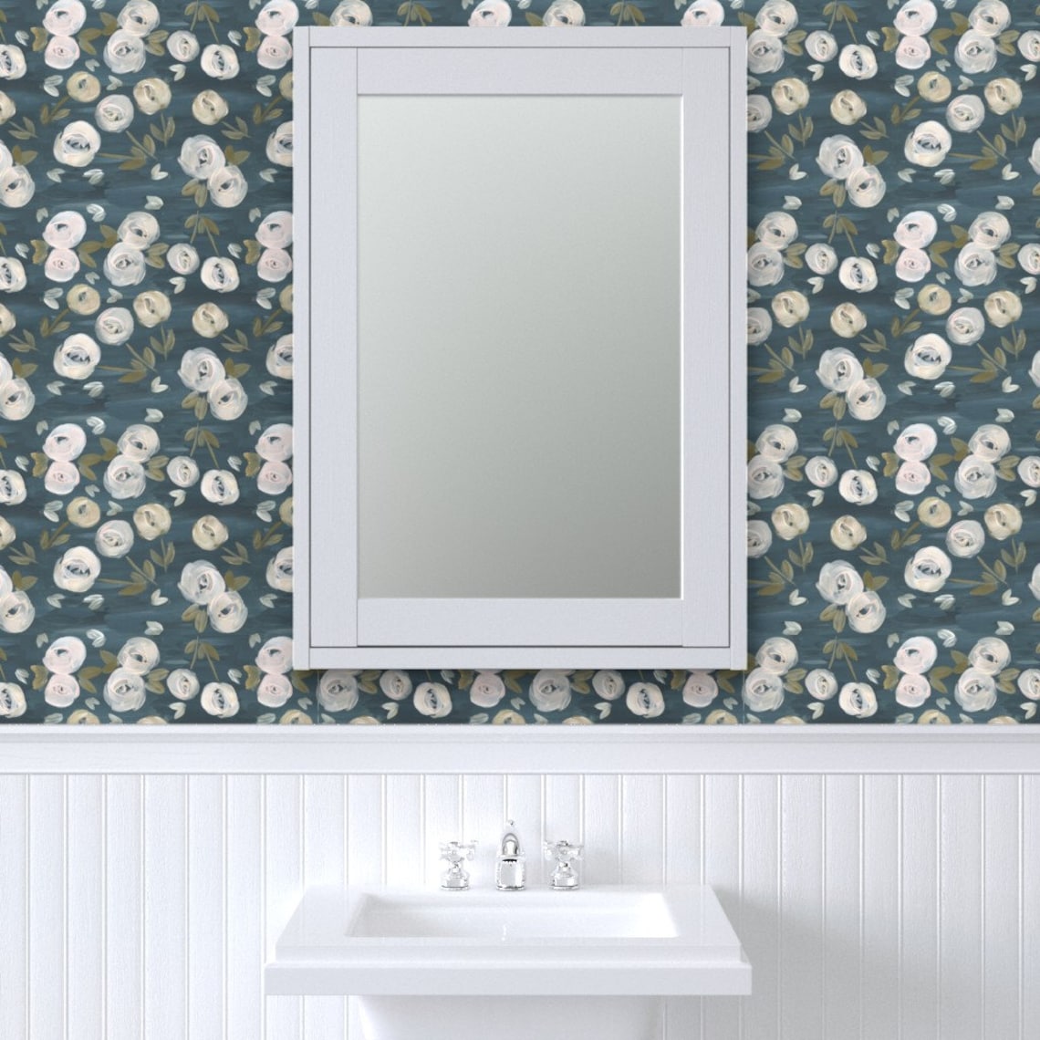 Floral Wallpaper Moody Modern Floral by Smallhoursshop | Etsy