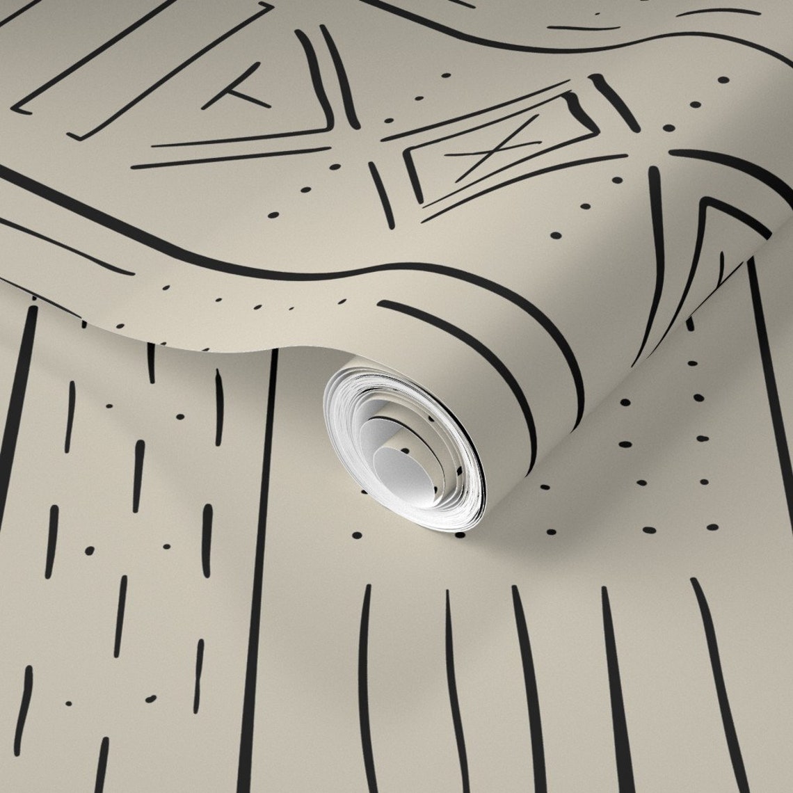 Mud Cloth Wallpaper Mudcloth Large Bone White by - Etsy