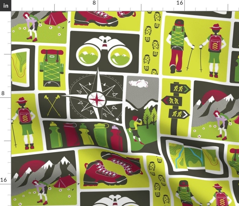 Hiking and Camping Fabric Just Around the Corner by Ebygomm - Etsy