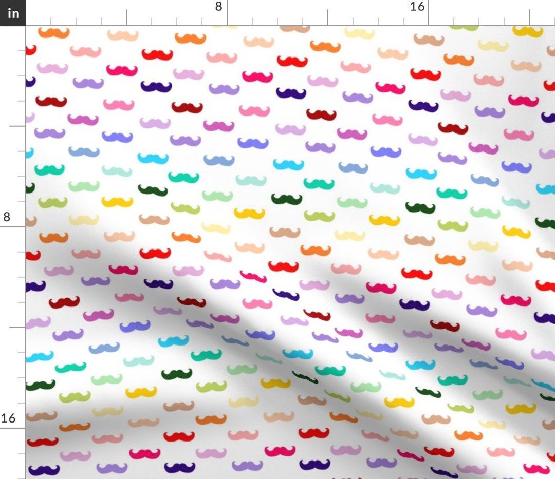 Mustache Fabric Rainbow Mustache Pattern by Inspirationz - Etsy