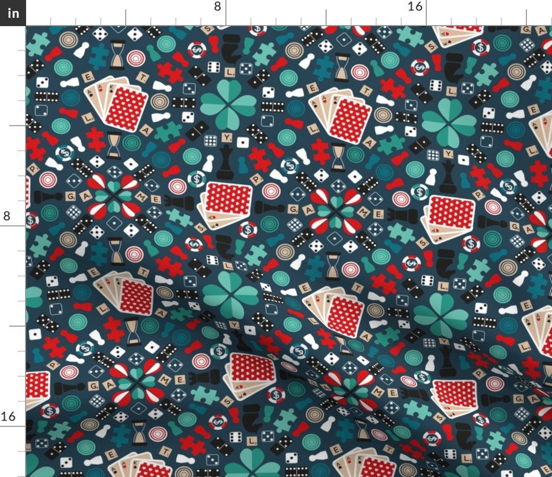 Four Leaf Clover Fabric Wanna Play by Selmacardoso Blue Chess Checker ...