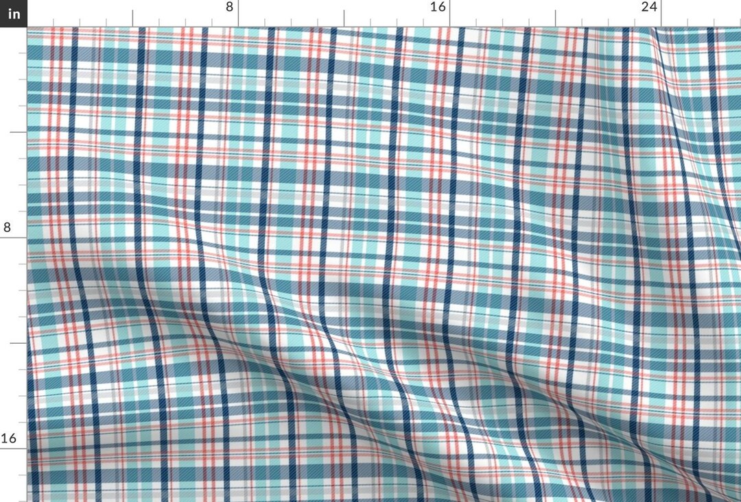 Nautical Fabric - Deck Chair Plaid - Nautical by Heatherdutton - Plaid ...