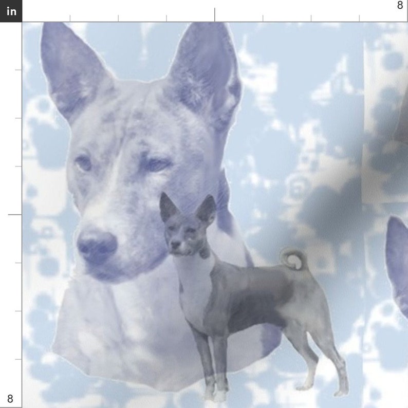 Blue Basenji Fabric Blue Basenji Design by Dogdaze Blue | Etsy