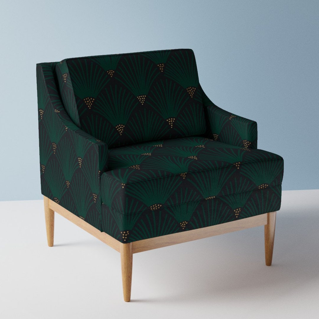 Art Deco Upholstery Fabric Charleston Green by Amy_maccready Dark ...
