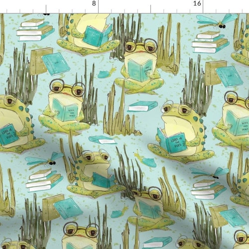 Toads Fabric Reading Toads large Scale by Jaf Studio - Etsy