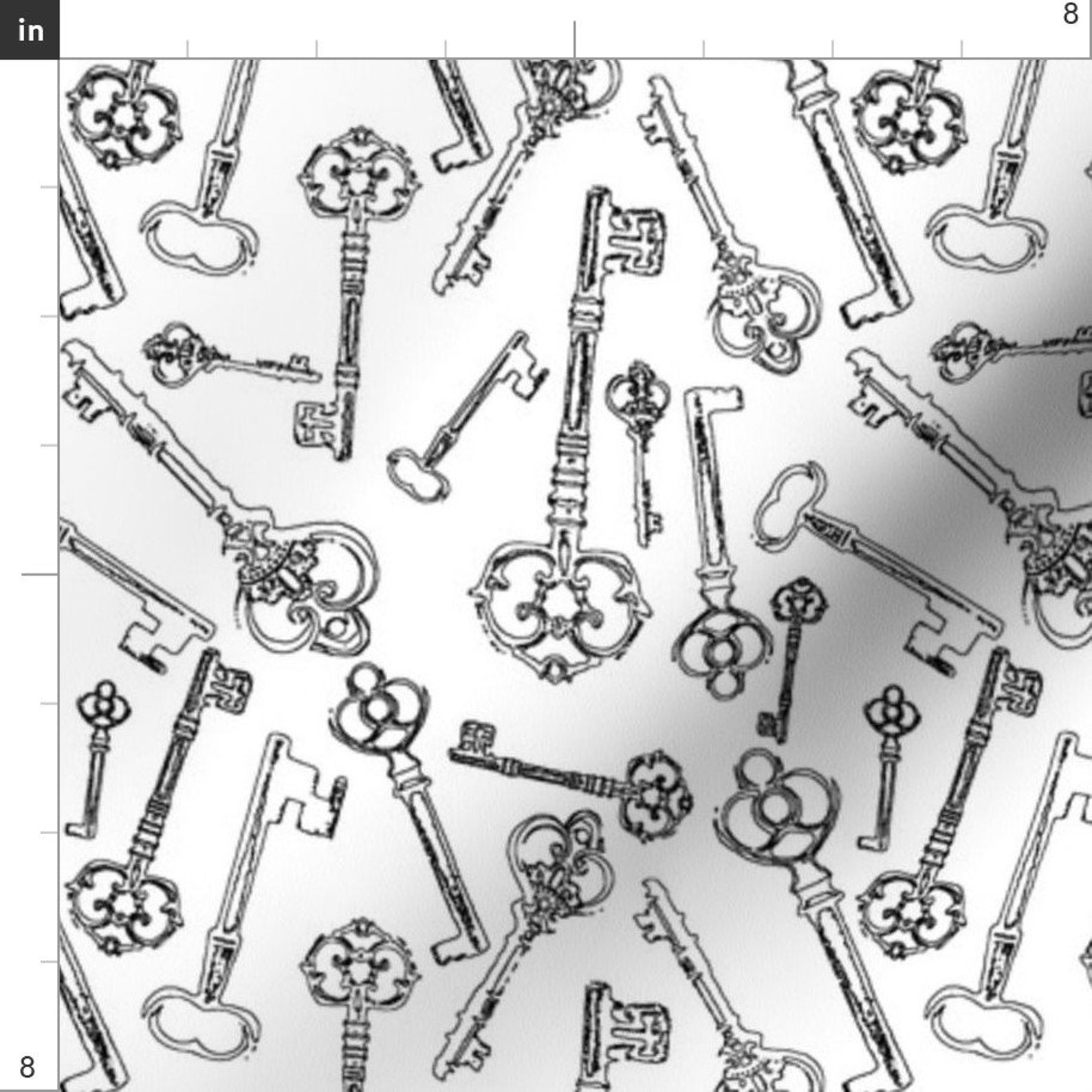 Vintage Skeleton Key Fabric Stylized Antique Keys on White - Etsy