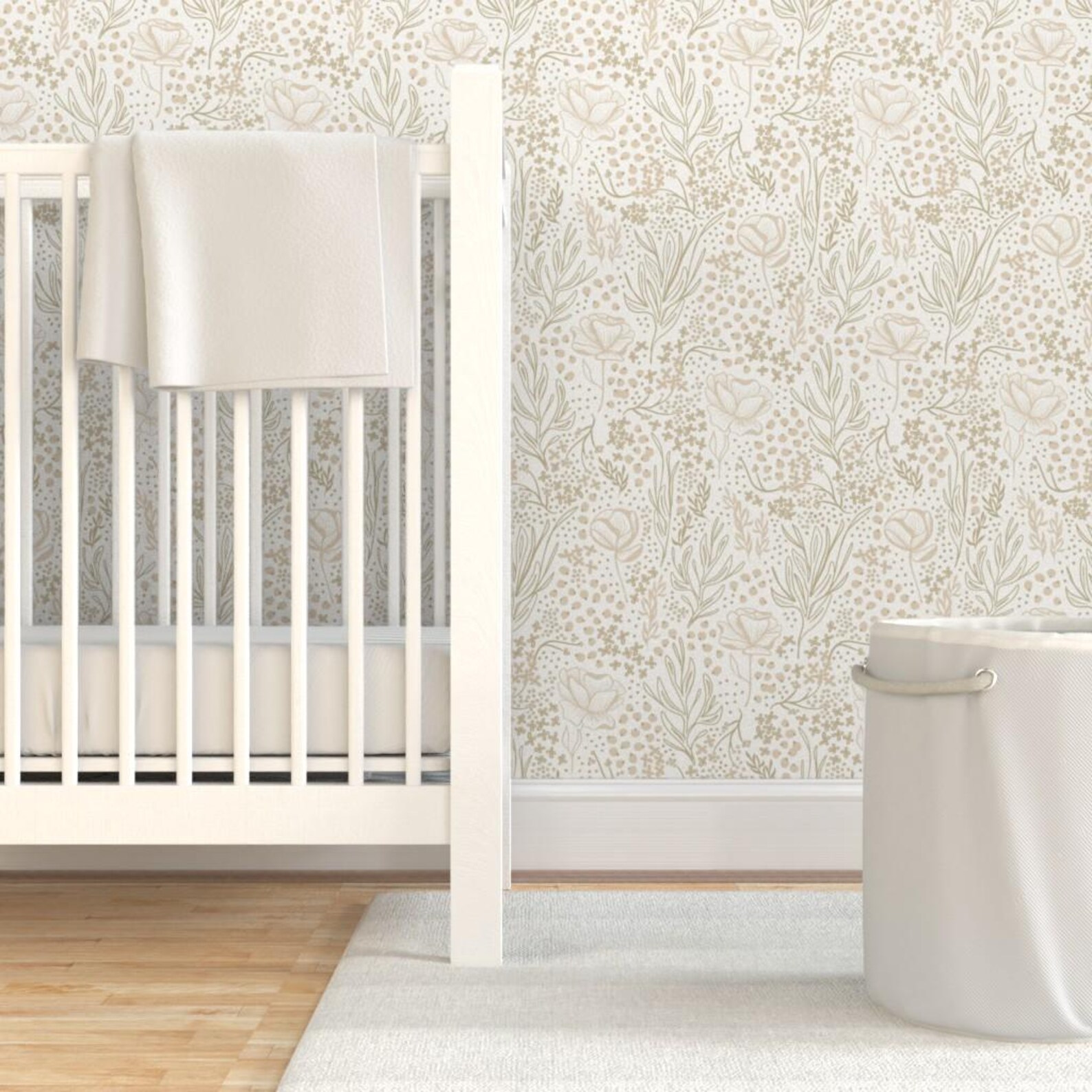 Neutral Flowers Removable Peel and Stick Wallpaper - Ditsy Beige Floral ...
