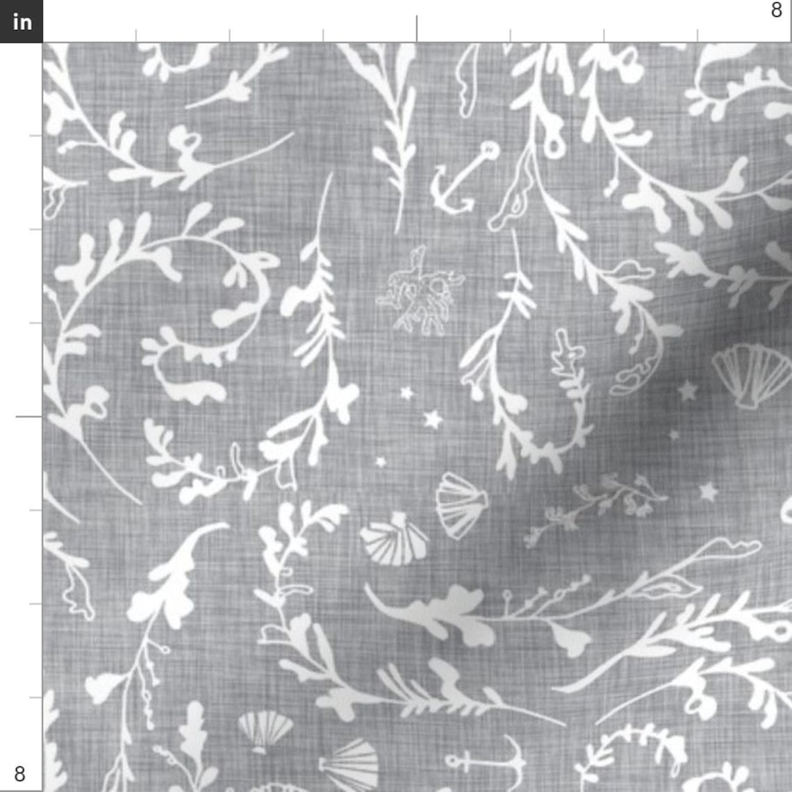 Seaweed Fabric Ahoy Seaweed grey Linen by Nouveau Bohemian - Etsy