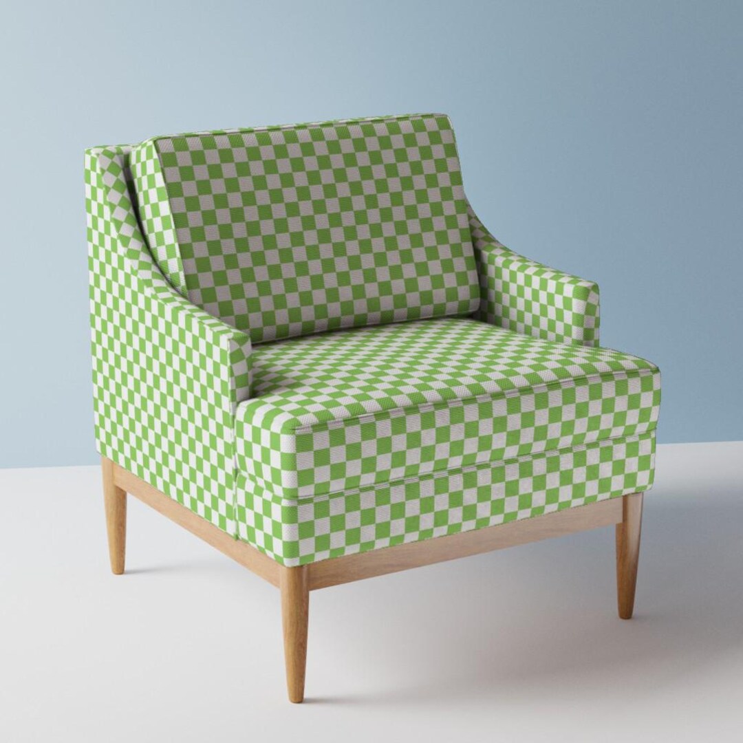 80s Checkered Upholstery Fabric- Apple Green Checker by 3rittanylane ...