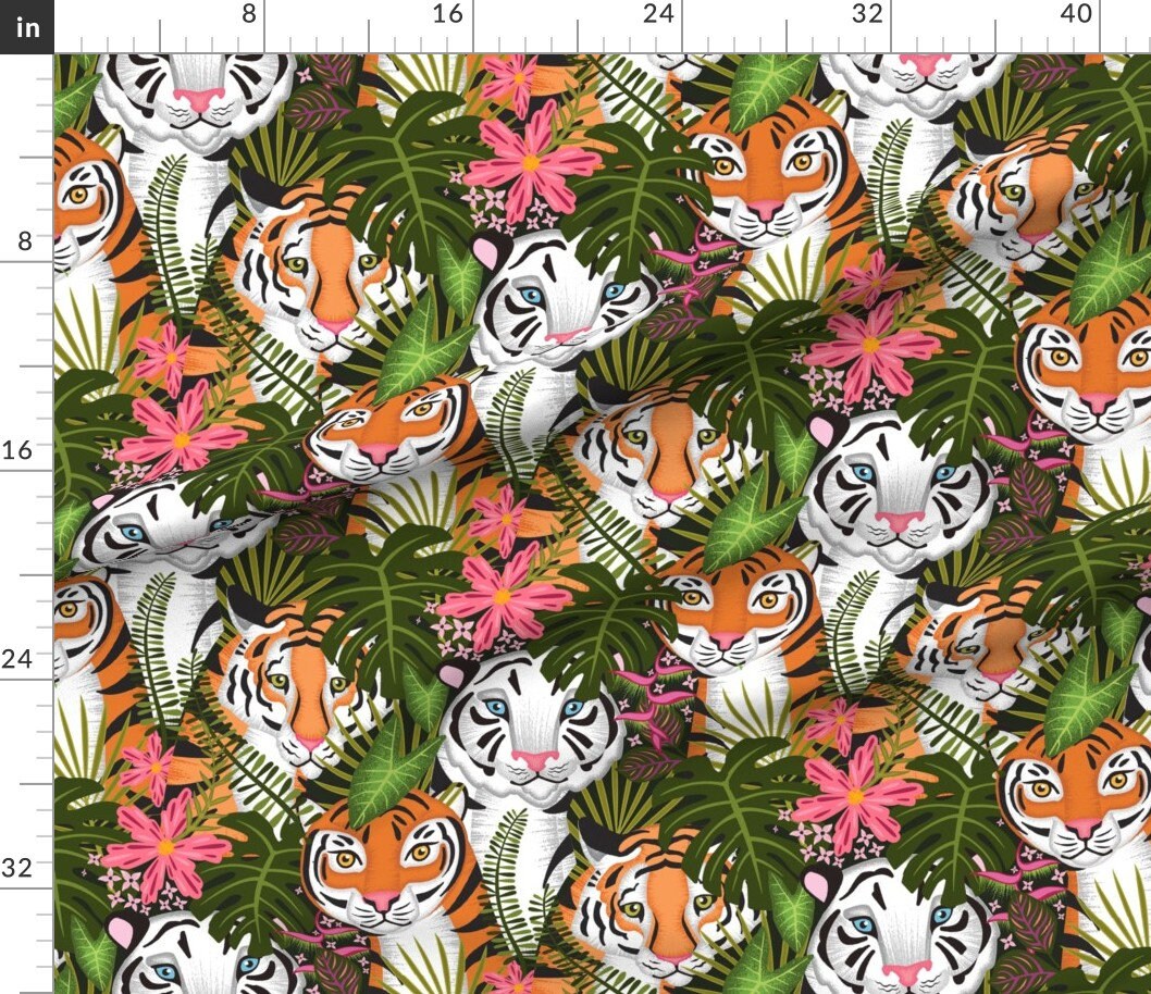 Tiger Clan Fabric Tiger Clan by Michaelzindell Endangered | Etsy