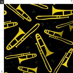 Trombone Fabric 76 Trombones by Jenimp Black and Yellow Trombone Brass ...