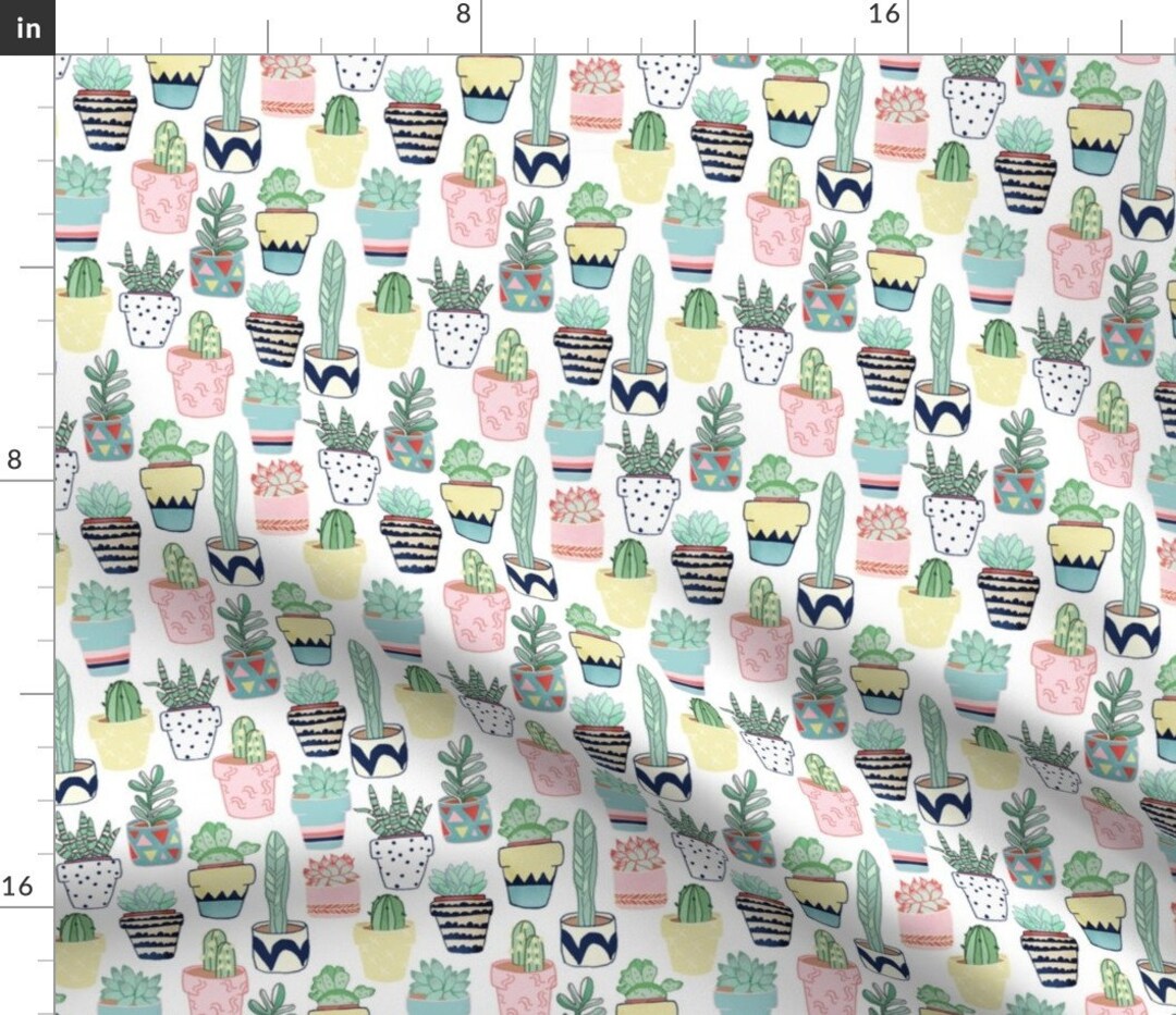 Cacti Fabric Cute Cacti in Pots by Tangerine-tane Cacti Cactus ...