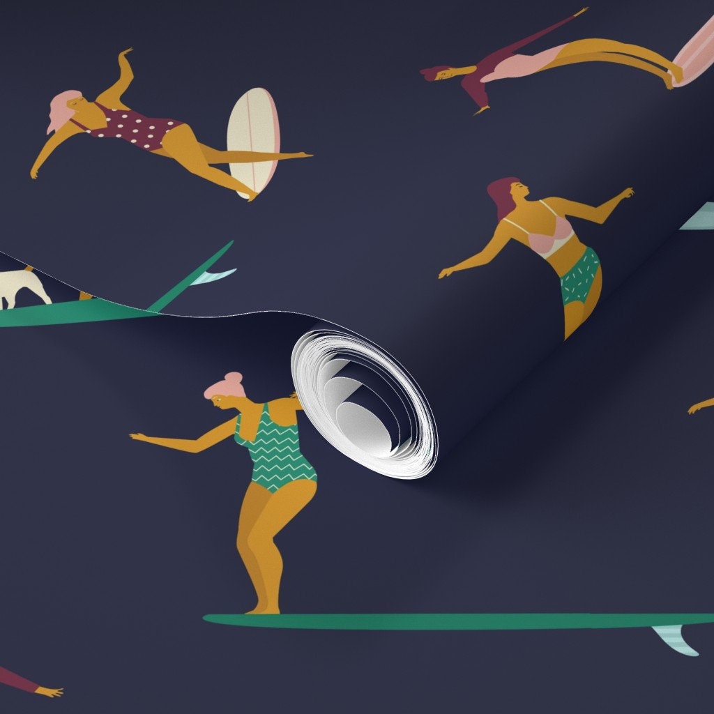 Surfing Wallpaper Soul Surfers Dark Blue by Tasiania Women - Etsy
