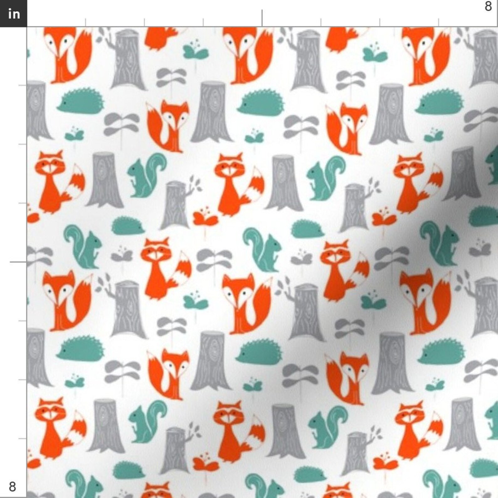 Woodland Creatures Fabric Modern Scattered Creatures on - Etsy