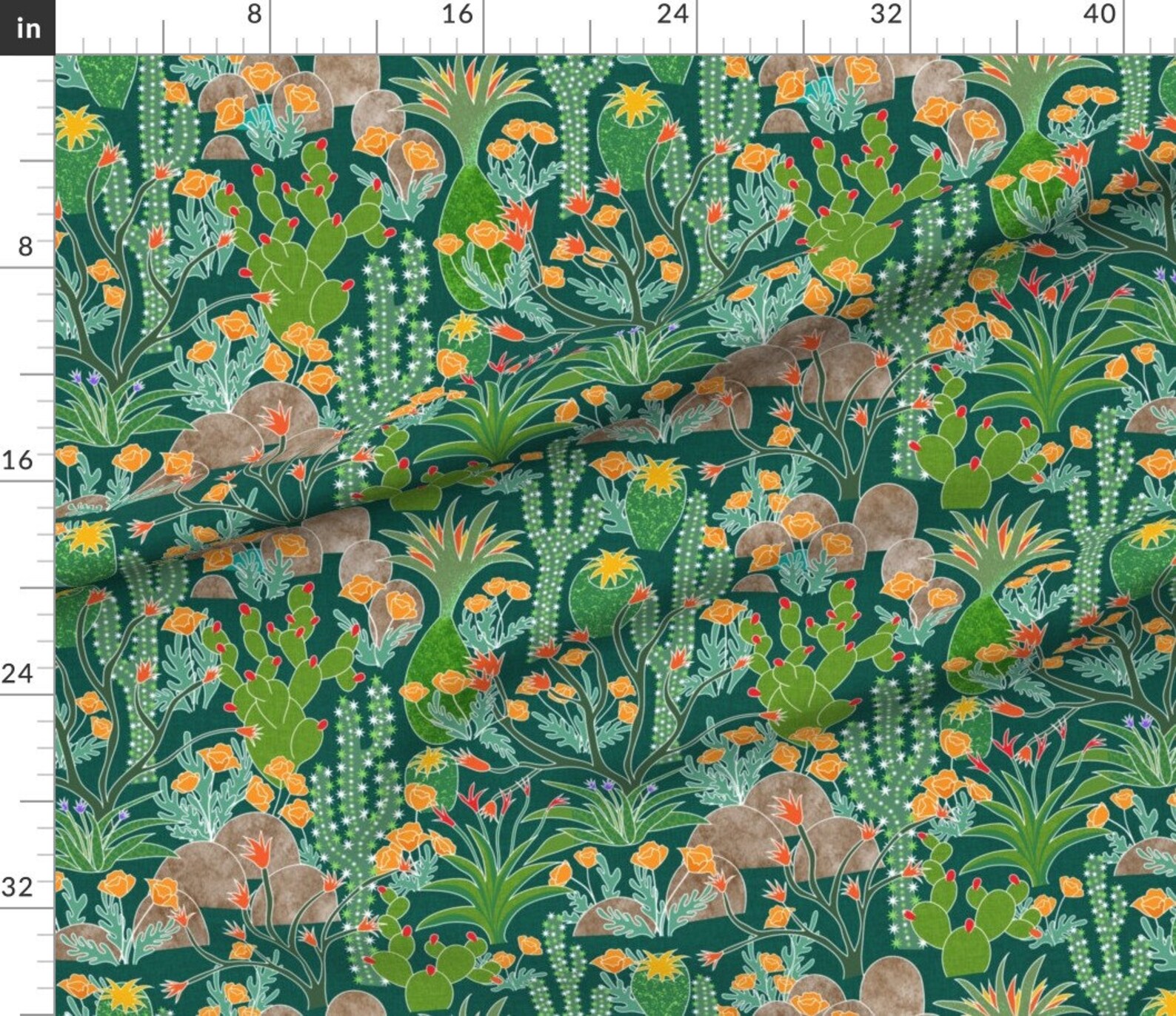 Super Bloom Cactus Fabric Rain the California Superbloom by | Etsy