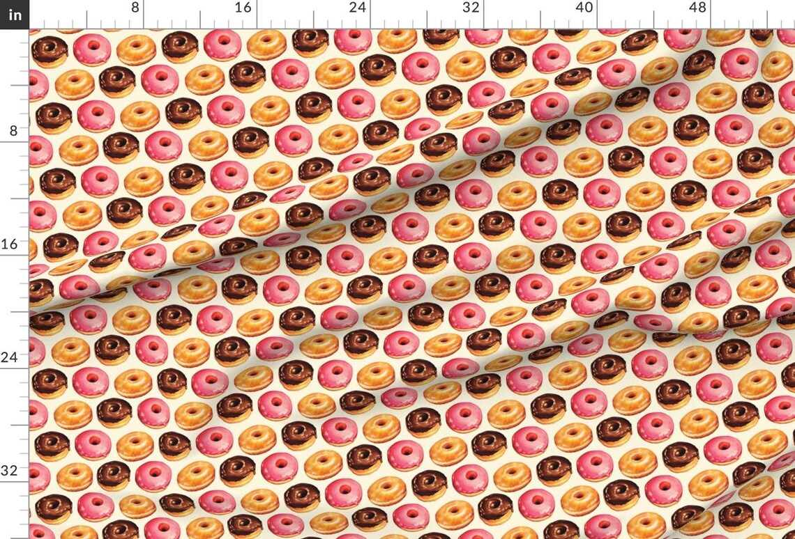 Assorted Donuts Fabric - Donut Pattern by Kellygilleran - Kitschy Retro ...