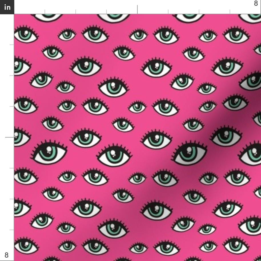 Eyes Fabric - Eyes Pattern Pink by Kostolom3000 - Eyes Hipster Novelty ...