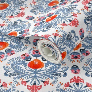 Rococo Wallpaper Rococo Florals by Michelle Luu Blue Orange Baroque ...