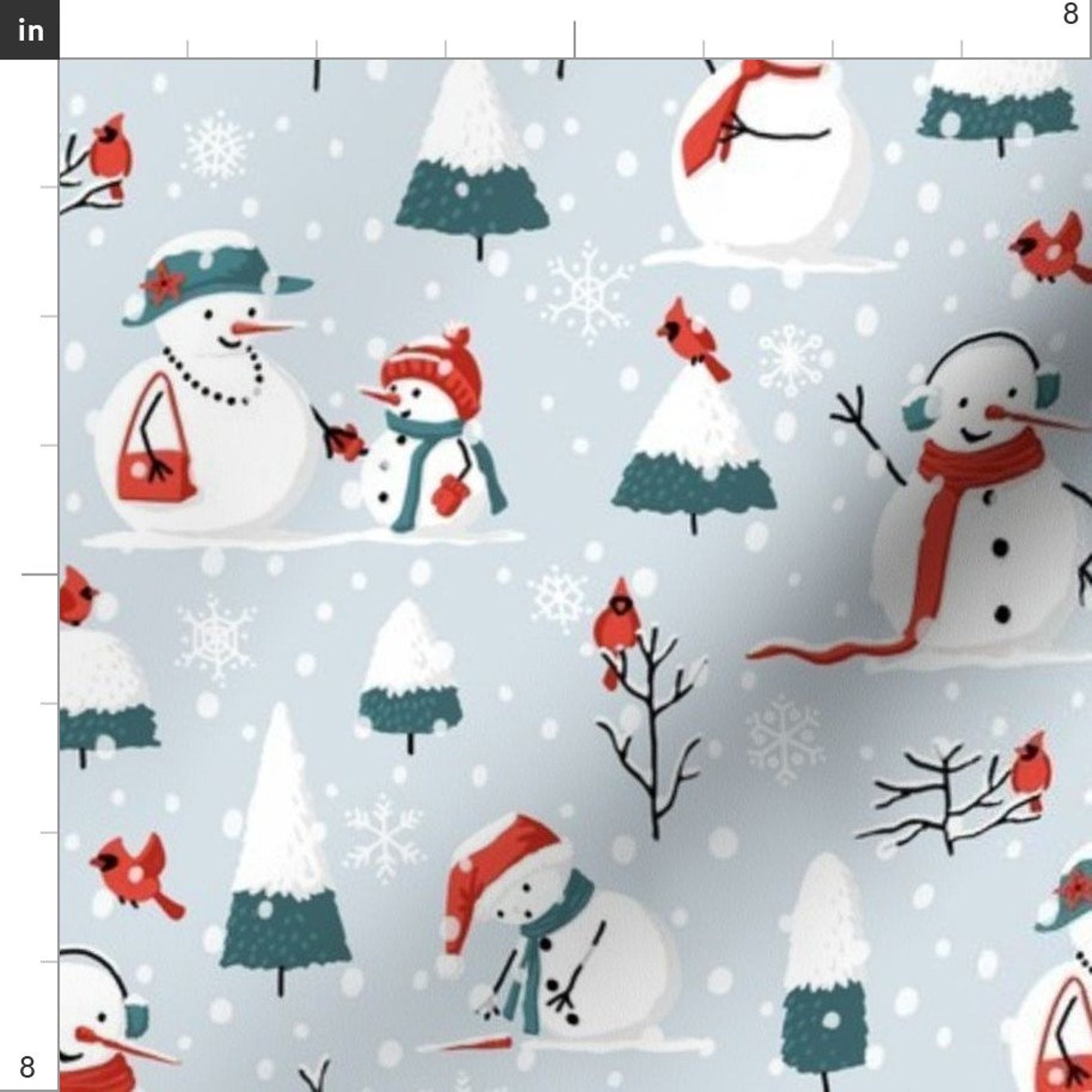 Christmas Winter Wonderland Fabric Christmas Snowmen and - Etsy