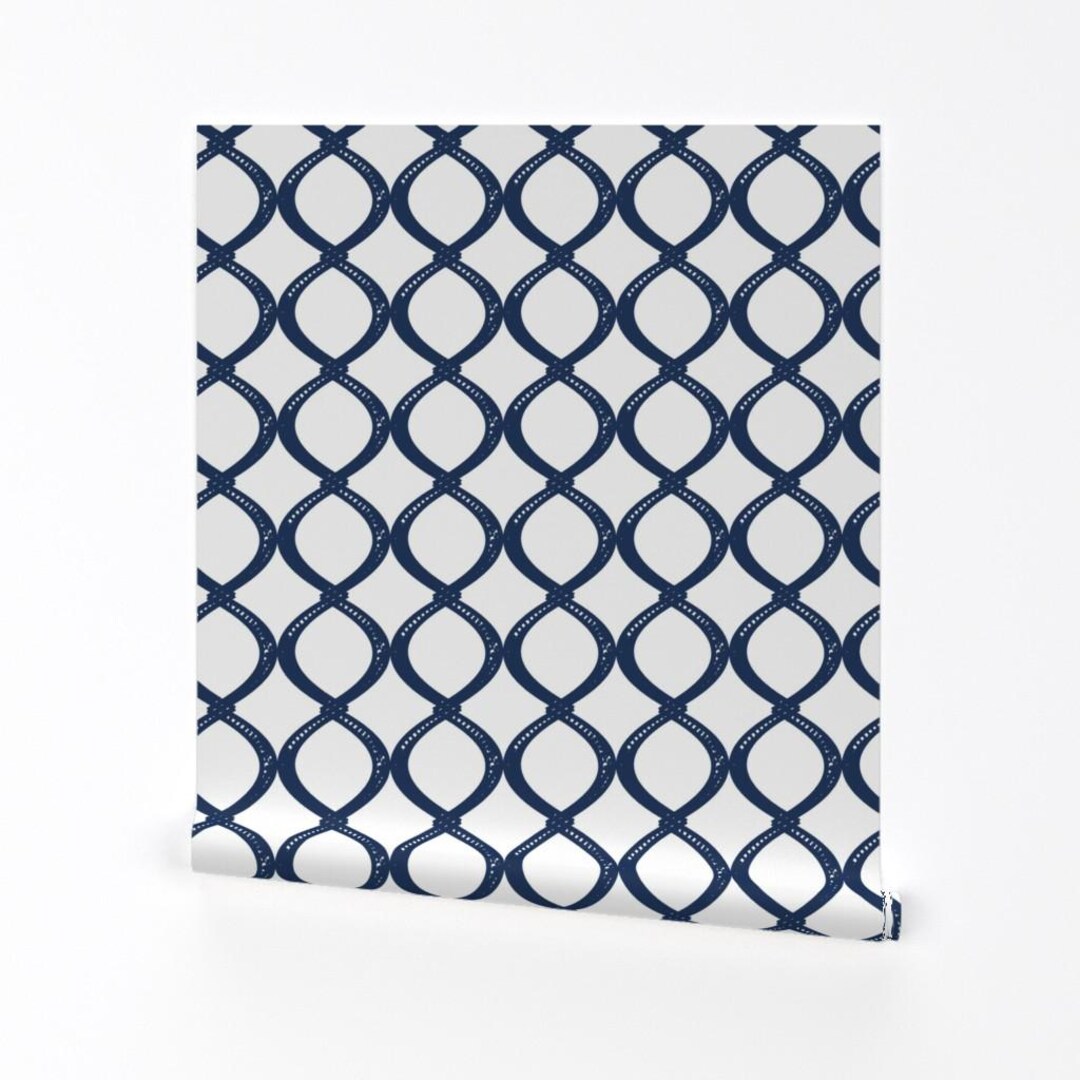 Nautical Wallpaper - Fish Net- White by Fleamarkettrixie - Blue White ...