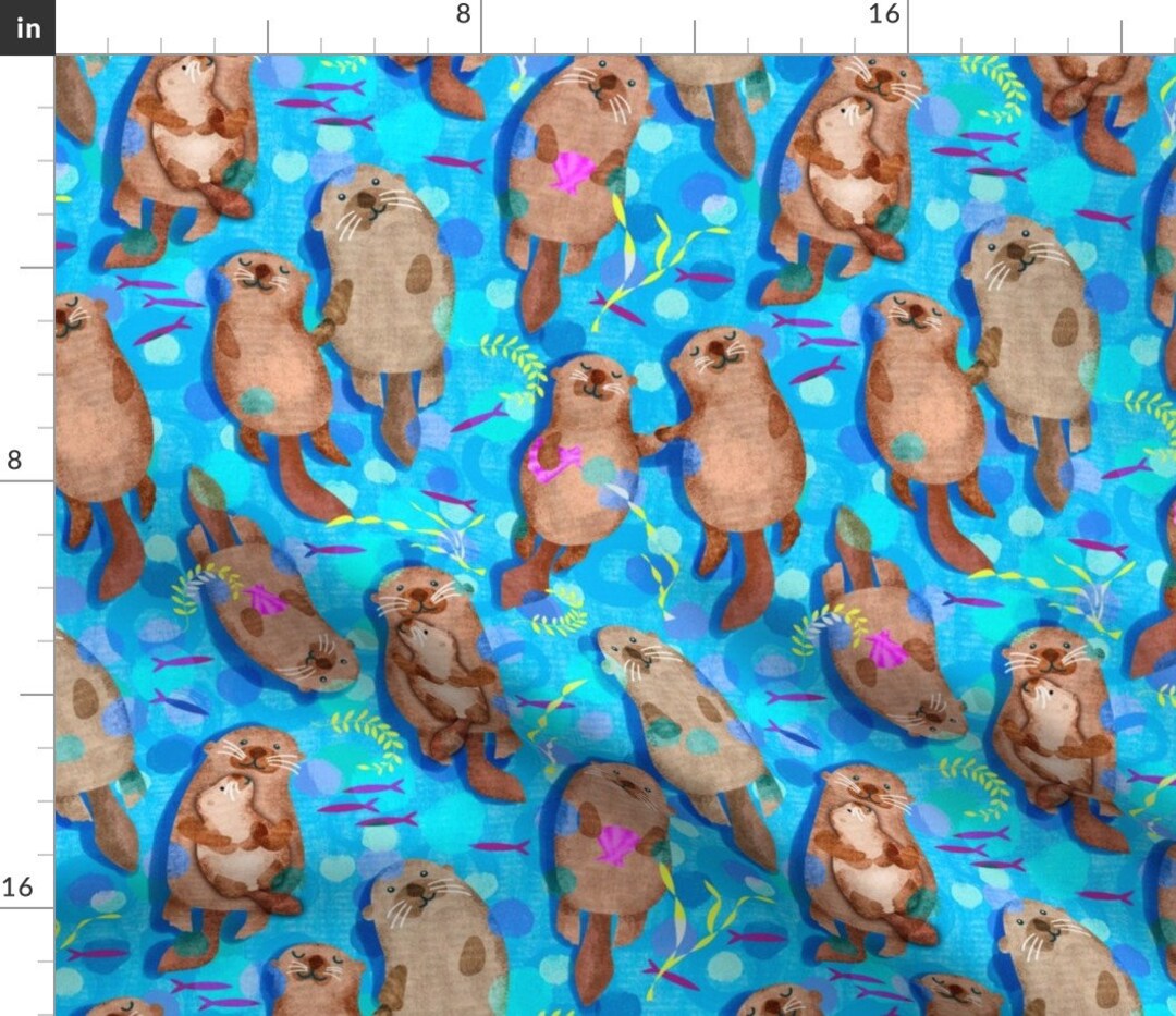 Happy Otter Family Fabric Sweet Playful Otters by Karismithdesigns ...