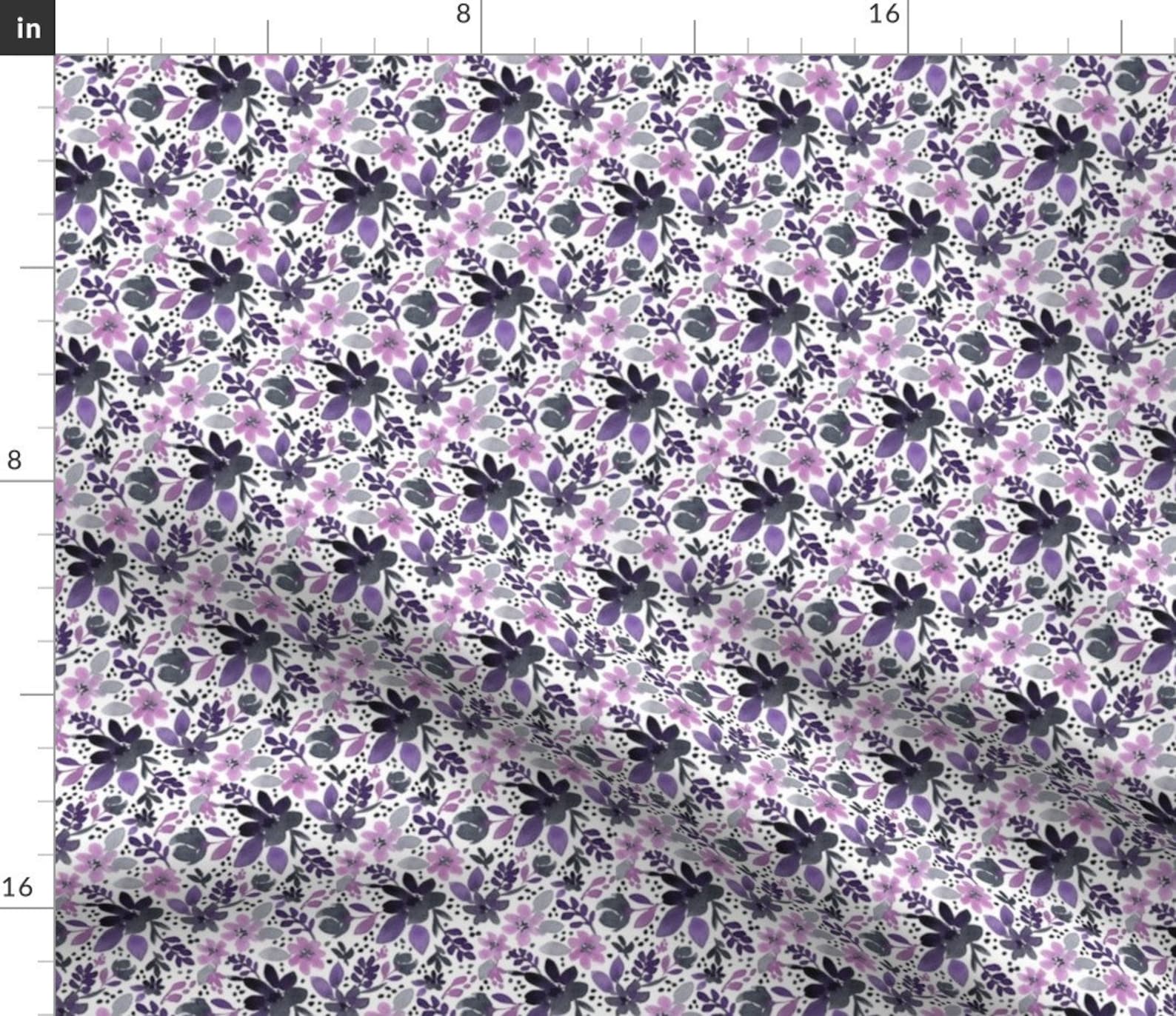 Purple Floral Fabric Purple Floral by Bluebirdcoop | Etsy