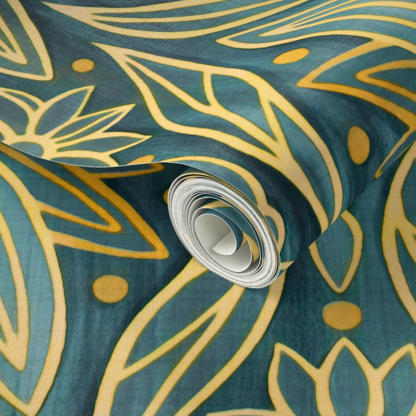 Rococo Wallpaper Rococo Yellow Enamel Art Deco by Tigatiga - Etsy