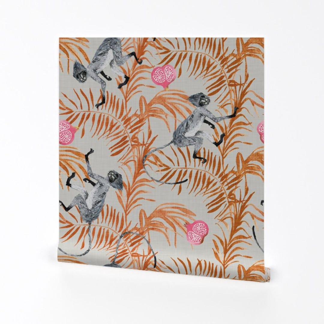 Maximalist Removable Peel and Stick Wallpaper - Monkey Jungle Tropical ...
