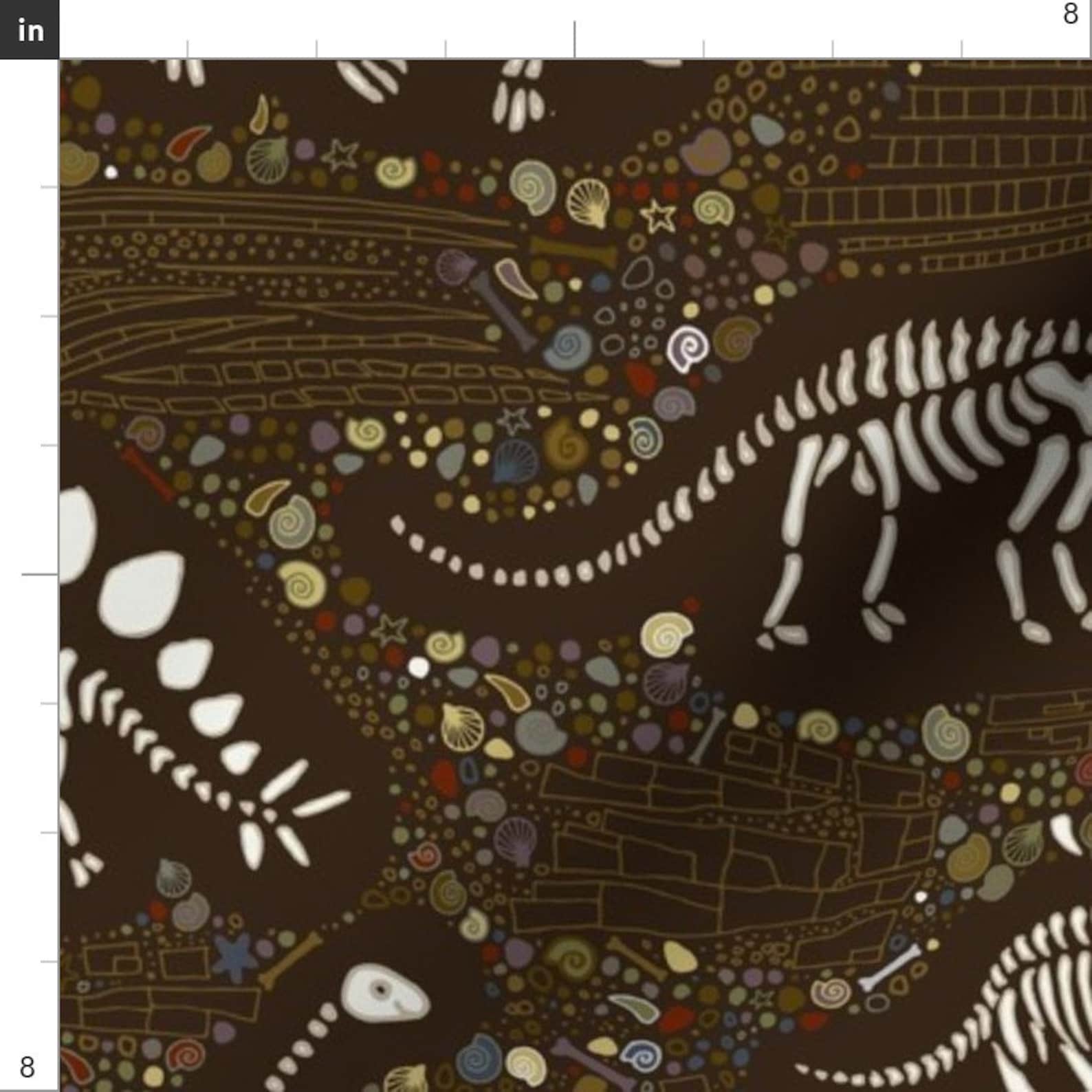 Dinosaur Fossils Fabric Dinosaur Fossils Brown by Cecca - Etsy