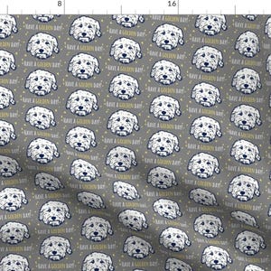 Golden Doodle Fabric Have A 'golden Day' Goldendoodle Dogs Pet on Taupe ...