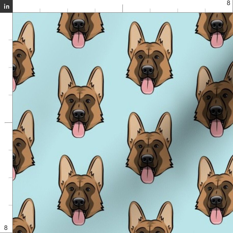 German Shepherd Faces Fabric German Shepherd baby Blue by | Etsy