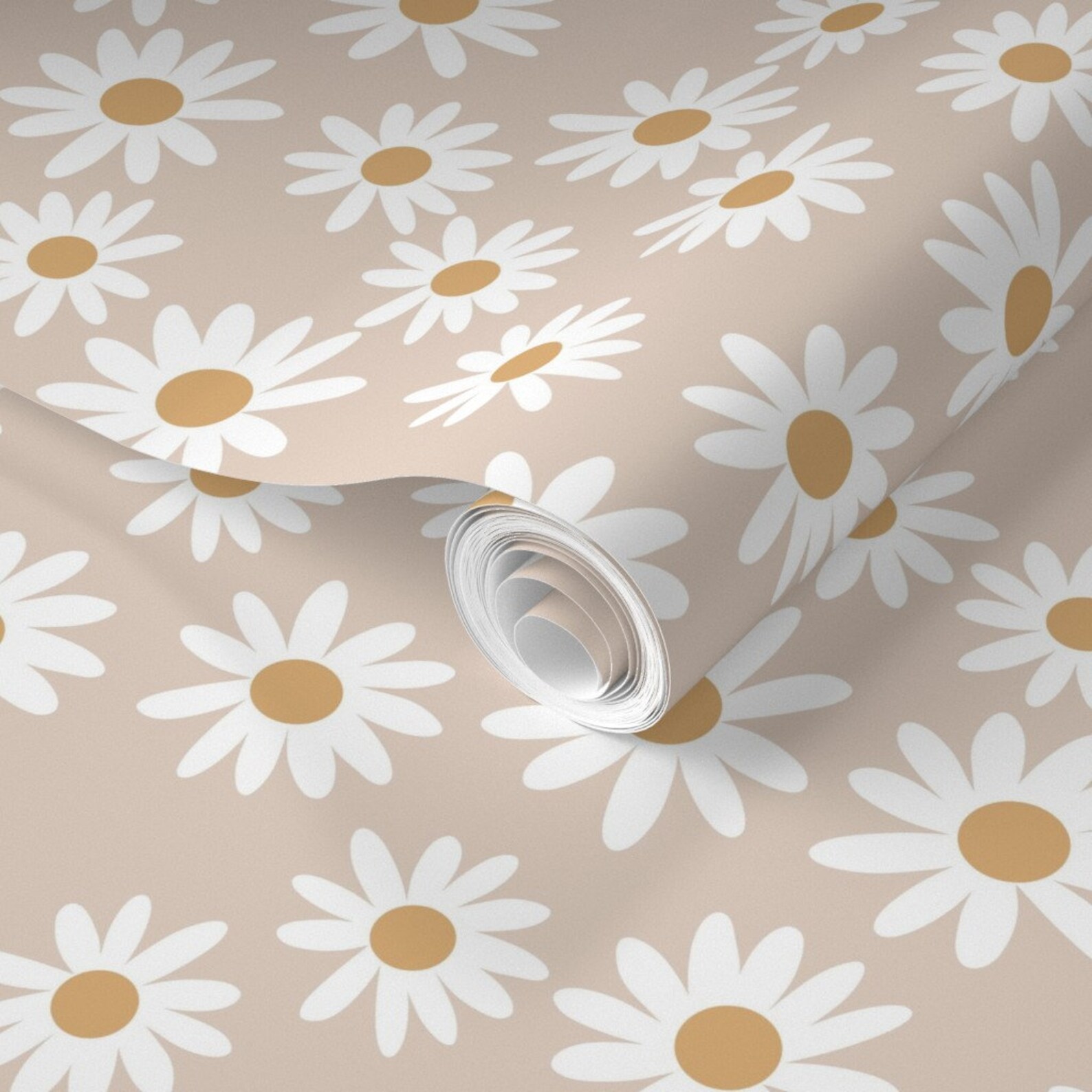 Daisy Wallpaper Daisy by Charlottewinter Beige Neutral - Etsy