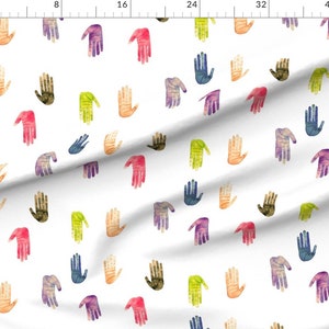 Watercolor Hand Fabric High Five Colorful Watercolor Hand by - Etsy