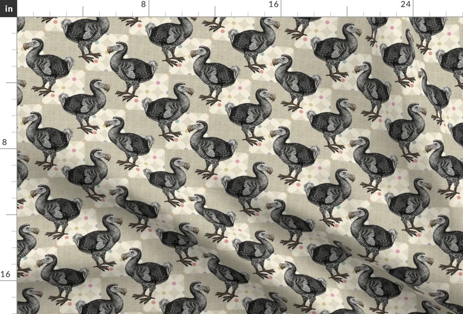 Dodo Fabric - Dodo Doodle by Littlerhodydesign - Floral Dodo Bird Home ...