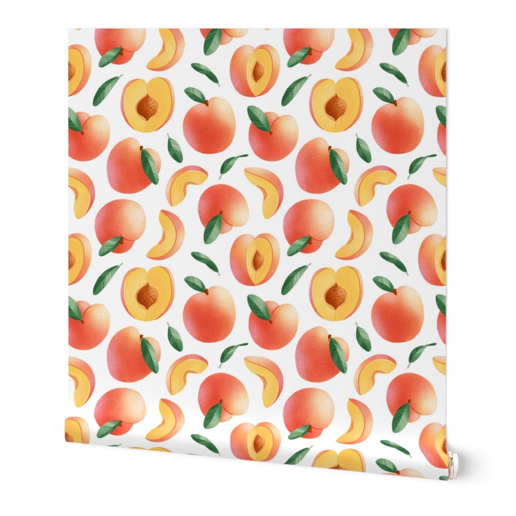 Peach Wallpaper Peaches Seamless Pattern by Stolenpencil | Etsy