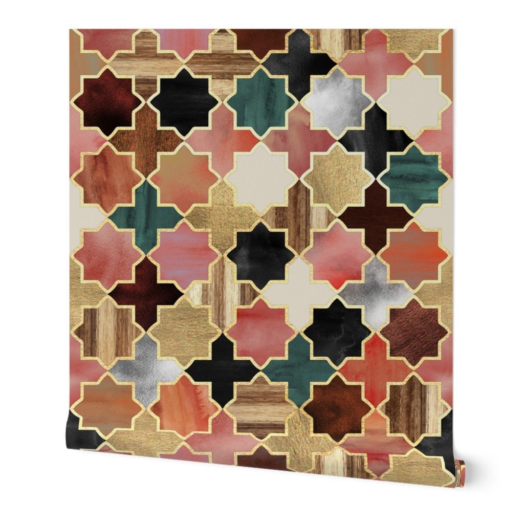 Moroccan Wallpaper Twilight Moroccan Textured Tile Pattern - Etsy