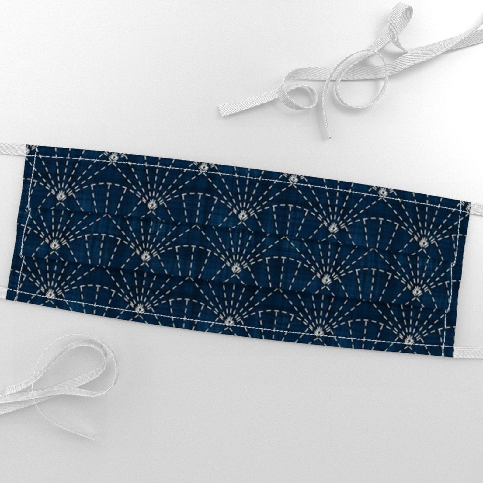 Sashiko Fabric Sashiko Uchiwa Fans by Bonnie Phantasm Blue - Etsy