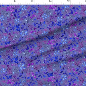 Periwinkle Blue Fabric Watercolor Leaves by 2penniesandacollarbutton ...