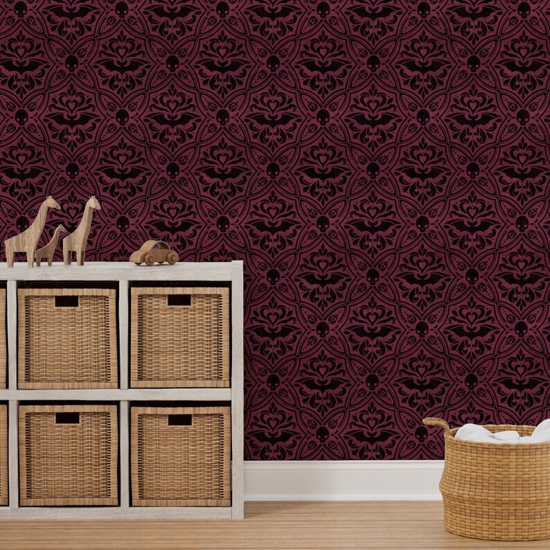 Gothic Victorian Wallpaper Mephistophelean Damask by - Etsy