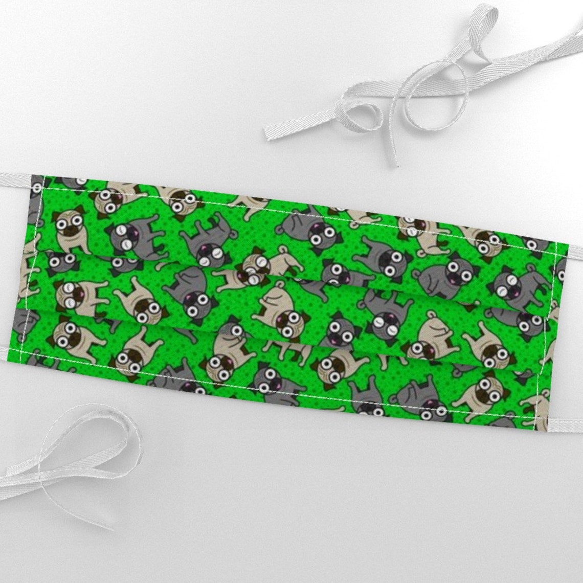 Pet Pug Fabric Pug-a-dot small Green by Robyriker Green - Etsy