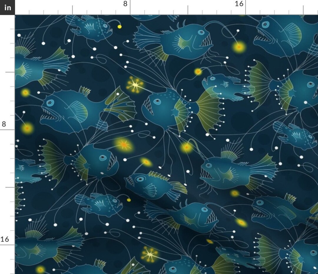 Angler Fabric Glow in the Deep by Michaelakobyakov Blue Ocean ...